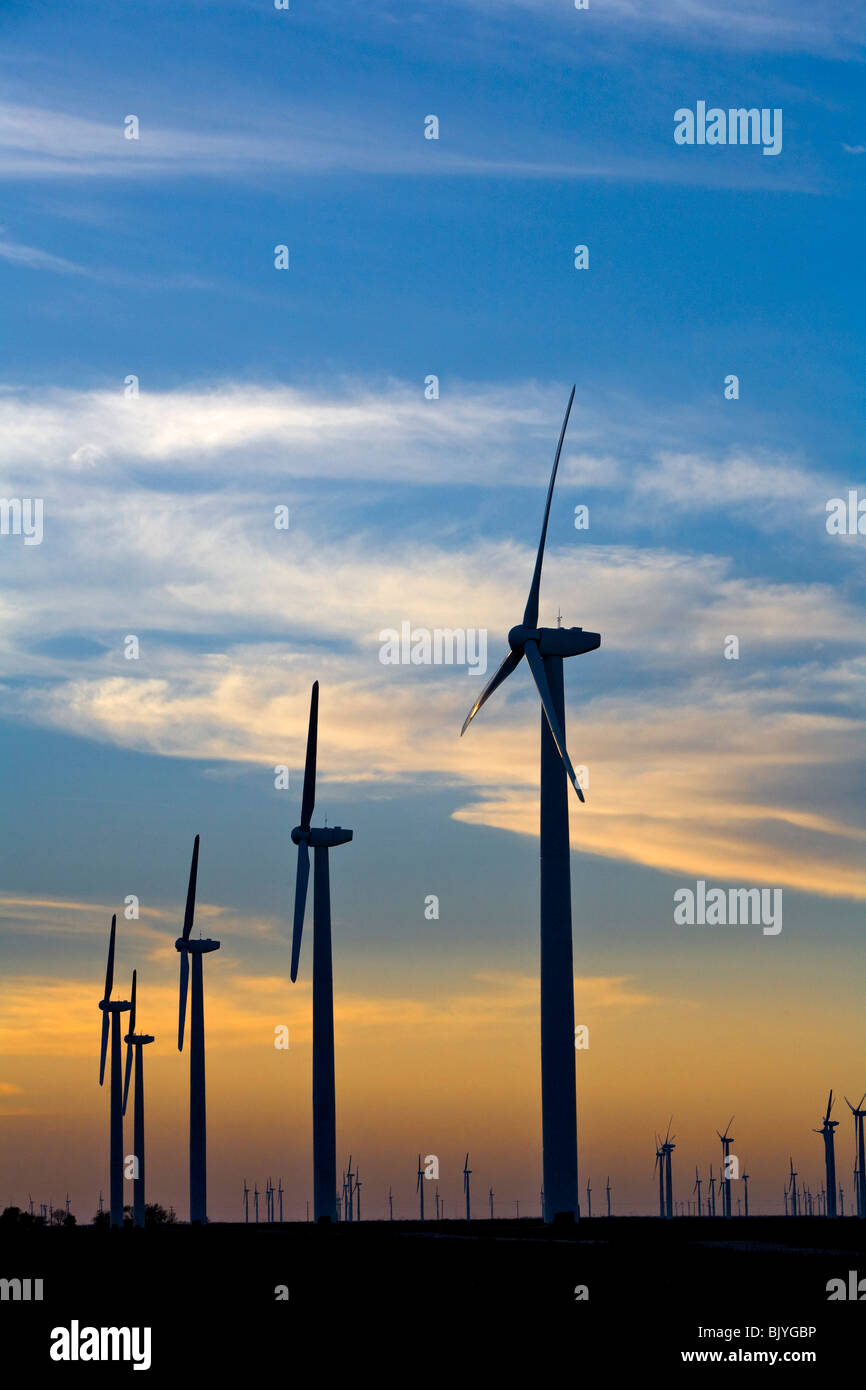 Clean energy is produced by wind generator fields in west Texas Stock ...