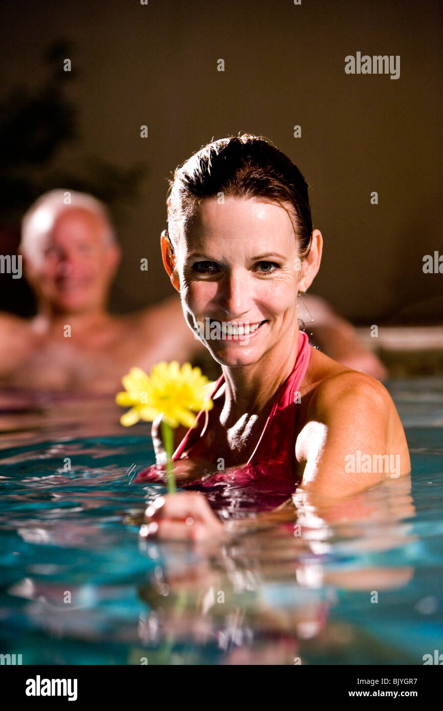 Woman on swimming pool hi-res stock photography and images - Alamy