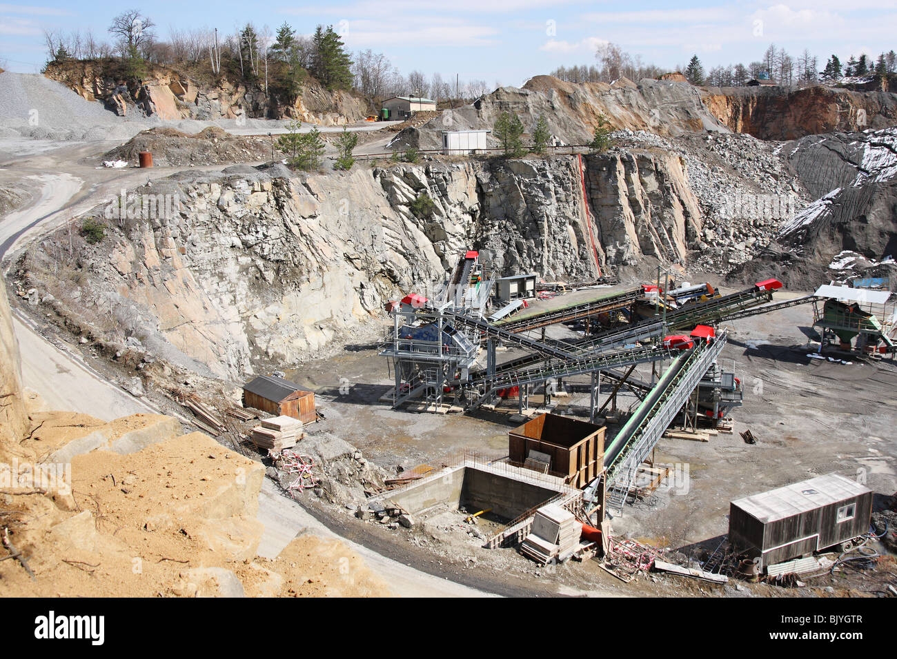 Belt conveyors and mining equipment in a quarry Stock Photo - Alamy