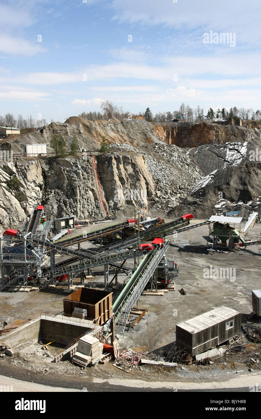 Belt conveyors and mining equipment in a quarry Stock Photo - Alamy