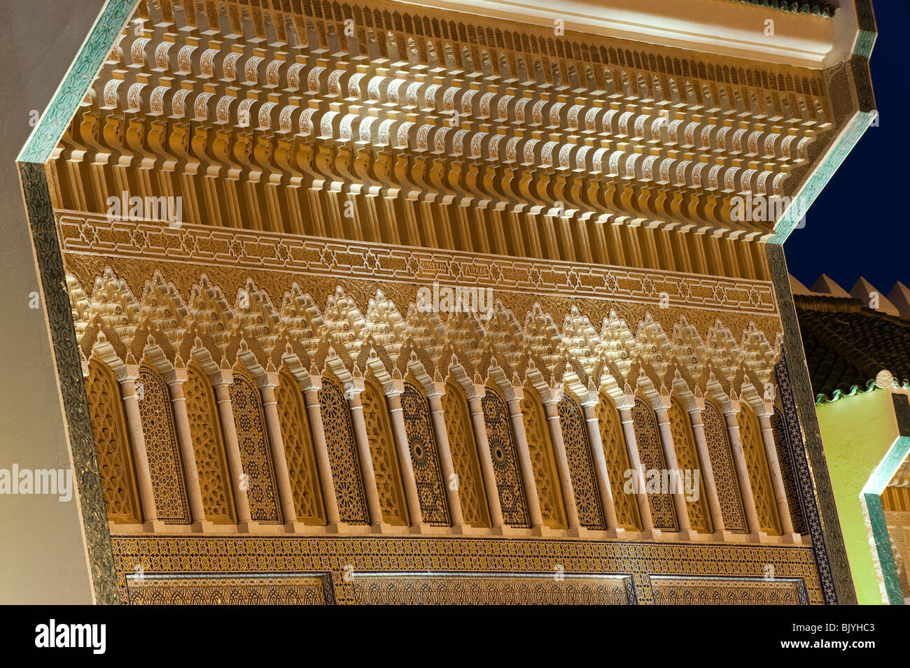 Ornate bronze doorway, top ledge detail, Royal Palace, Fez el-Jedid ...
