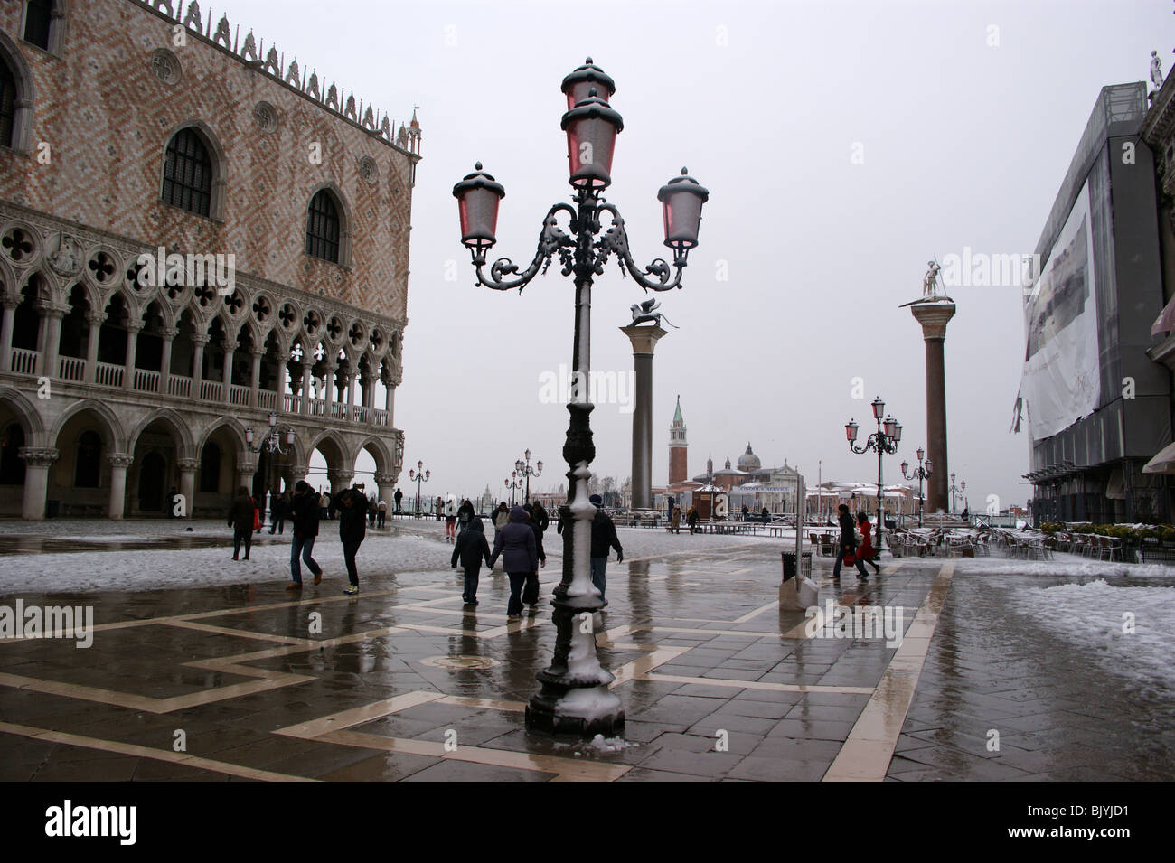 Venice in the snow -San Marco Piazzetta Stock Photo - Alamy