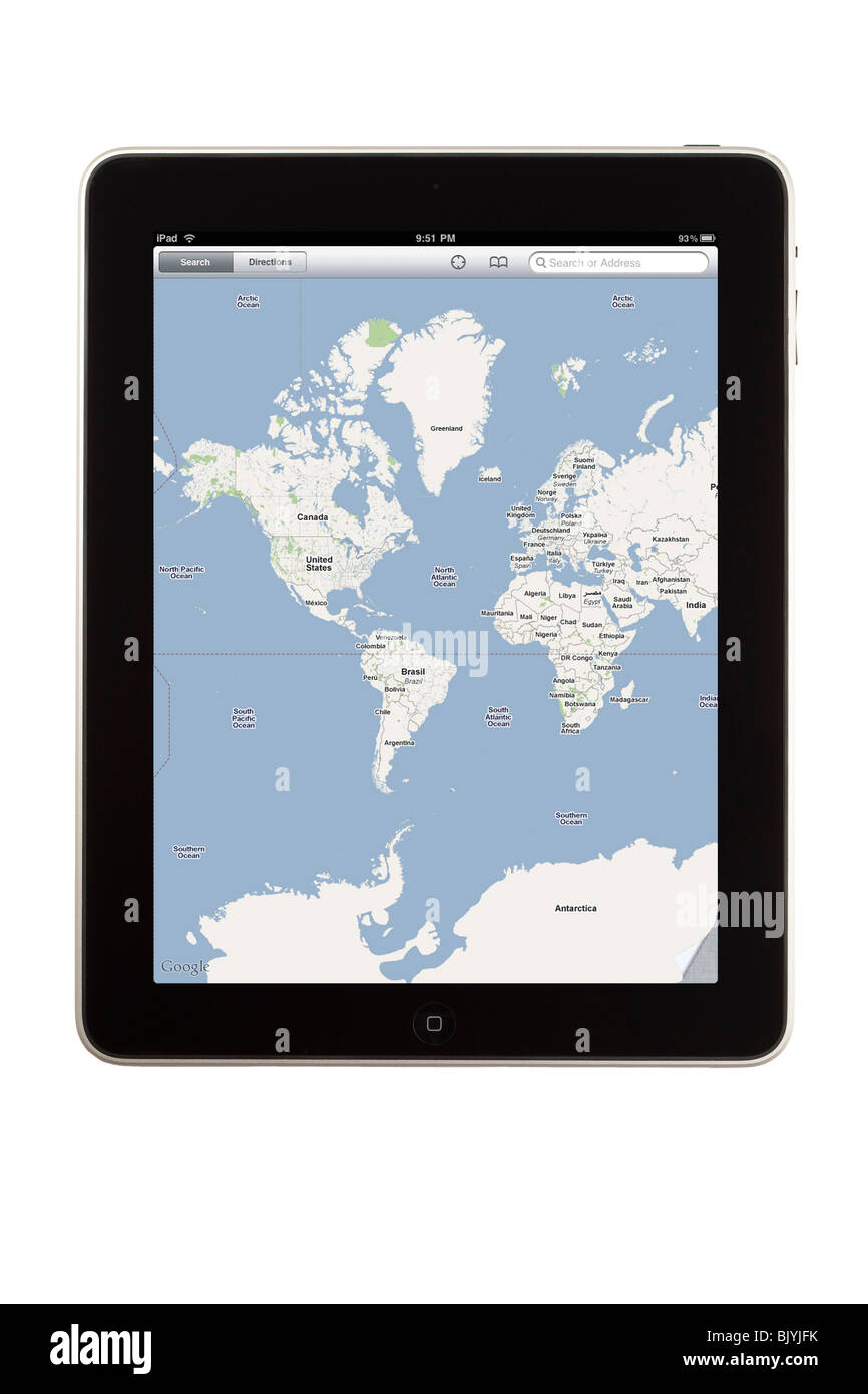 An iPad tablet computer displaying the Maps application Stock Photo - Alamy