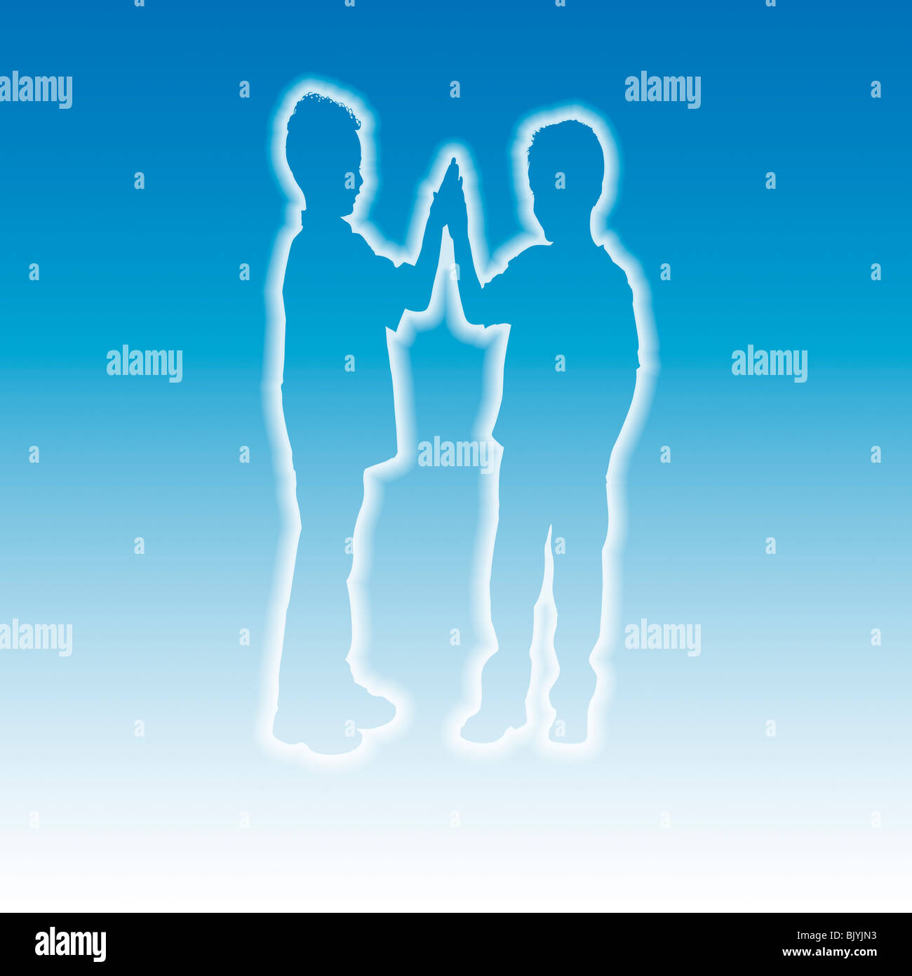 Illustration of Two Children touching palms. A concept of friendship ...