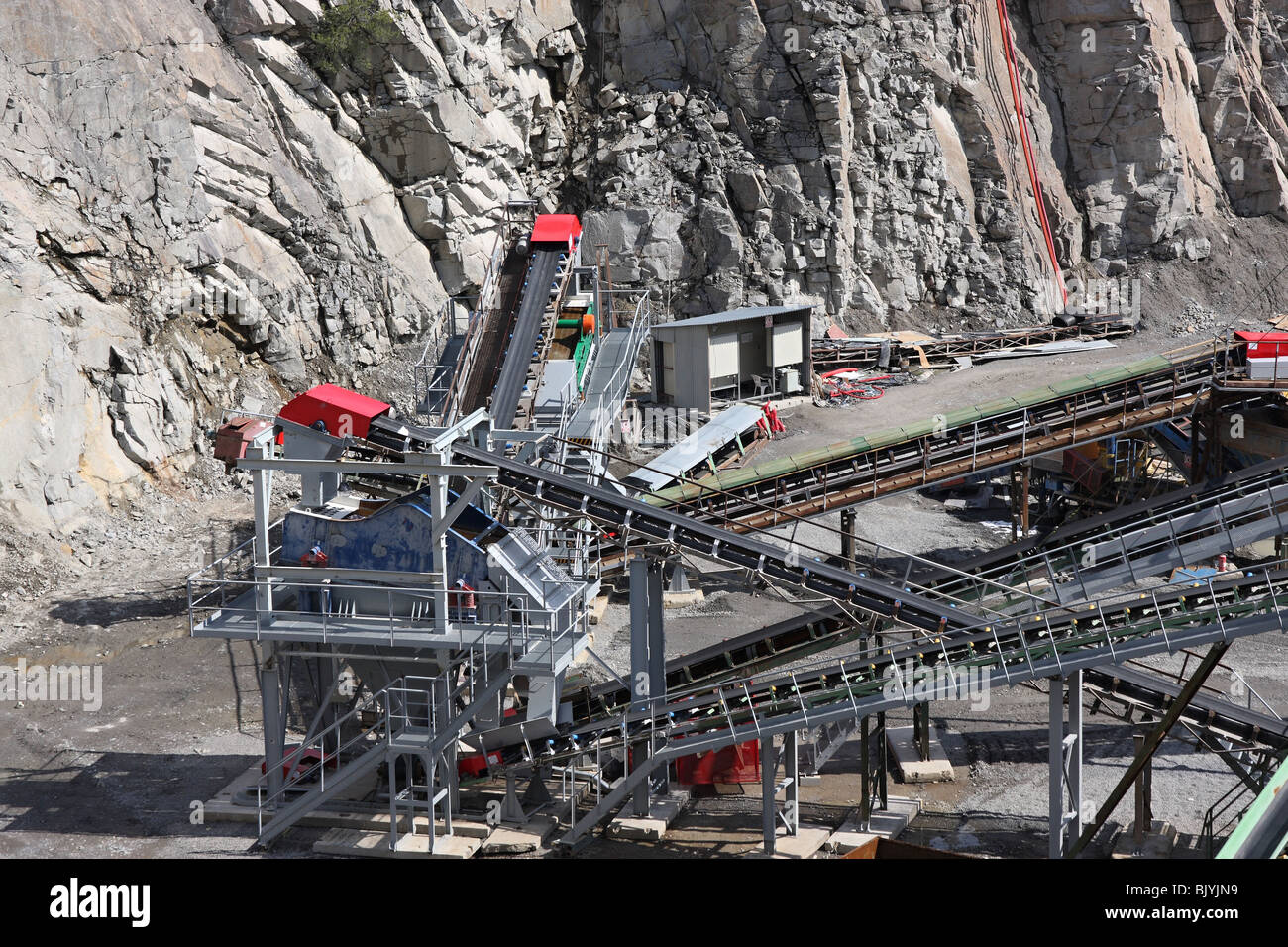 Belt conveyors and mining equipment in a quarry Stock Photo - Alamy