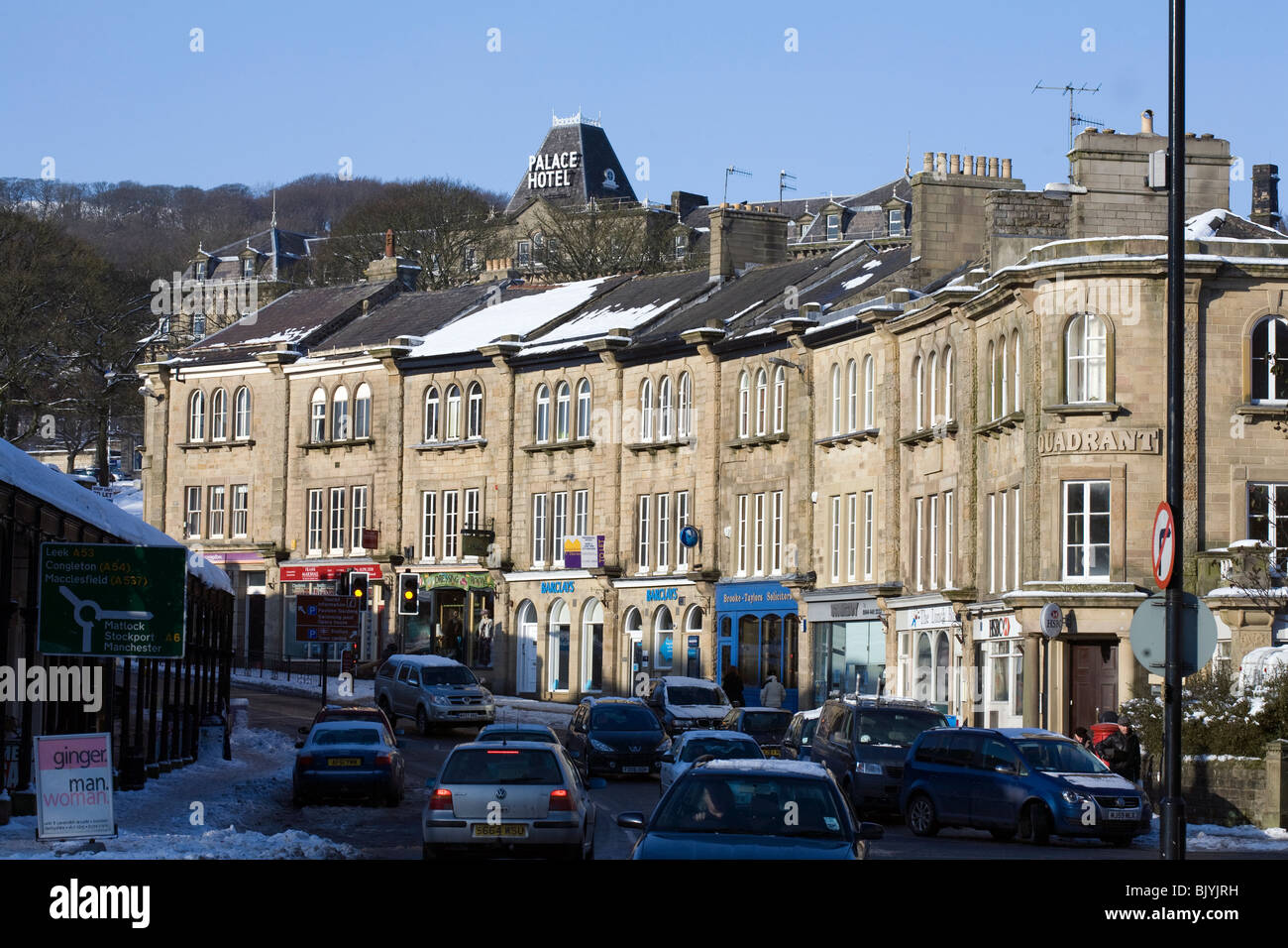 Buxton in winter with snow Derbyshire England Stock Photo - Alamy