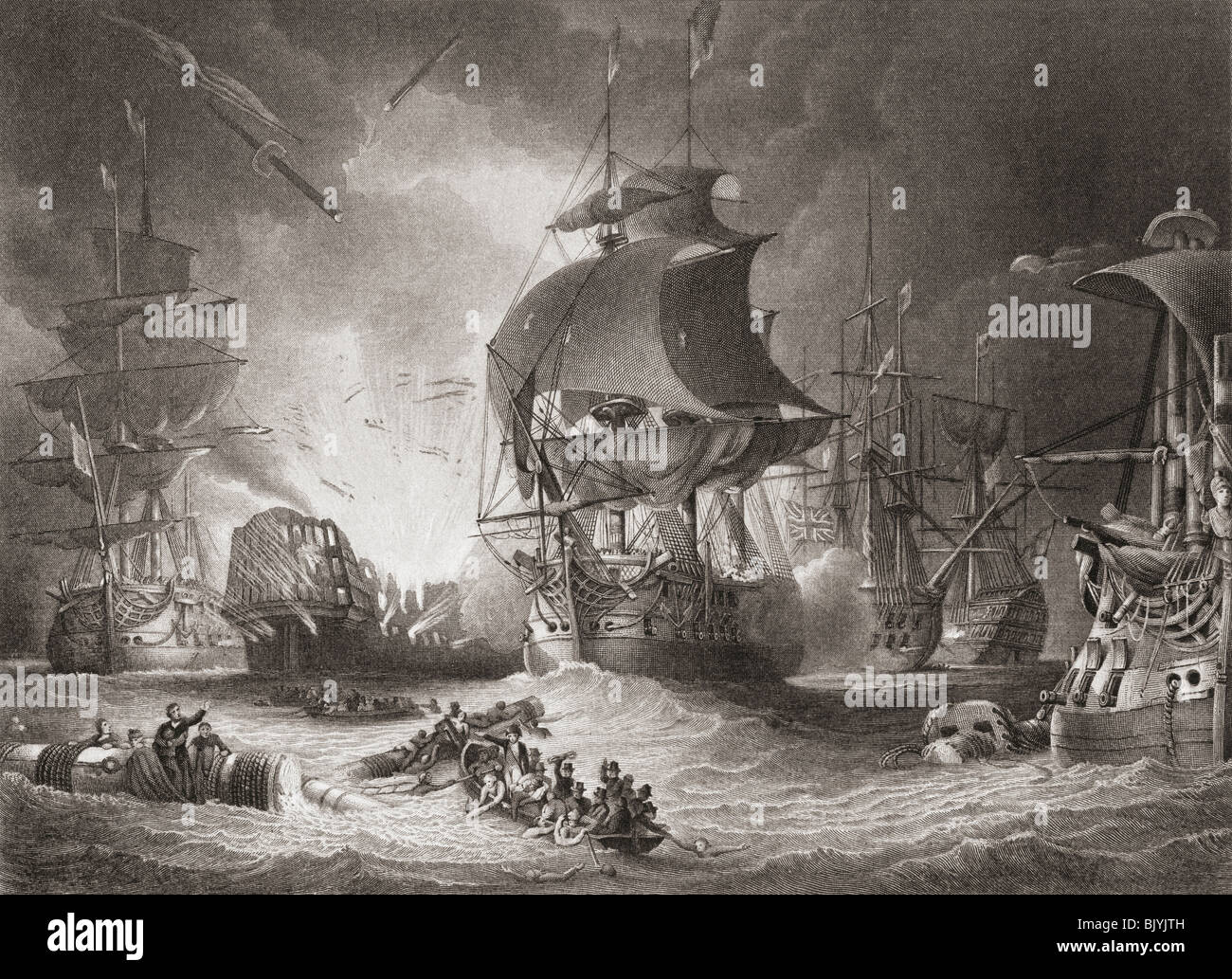 The Battle of the Nile, Aboukir Bay, Egypt during the night of August ...