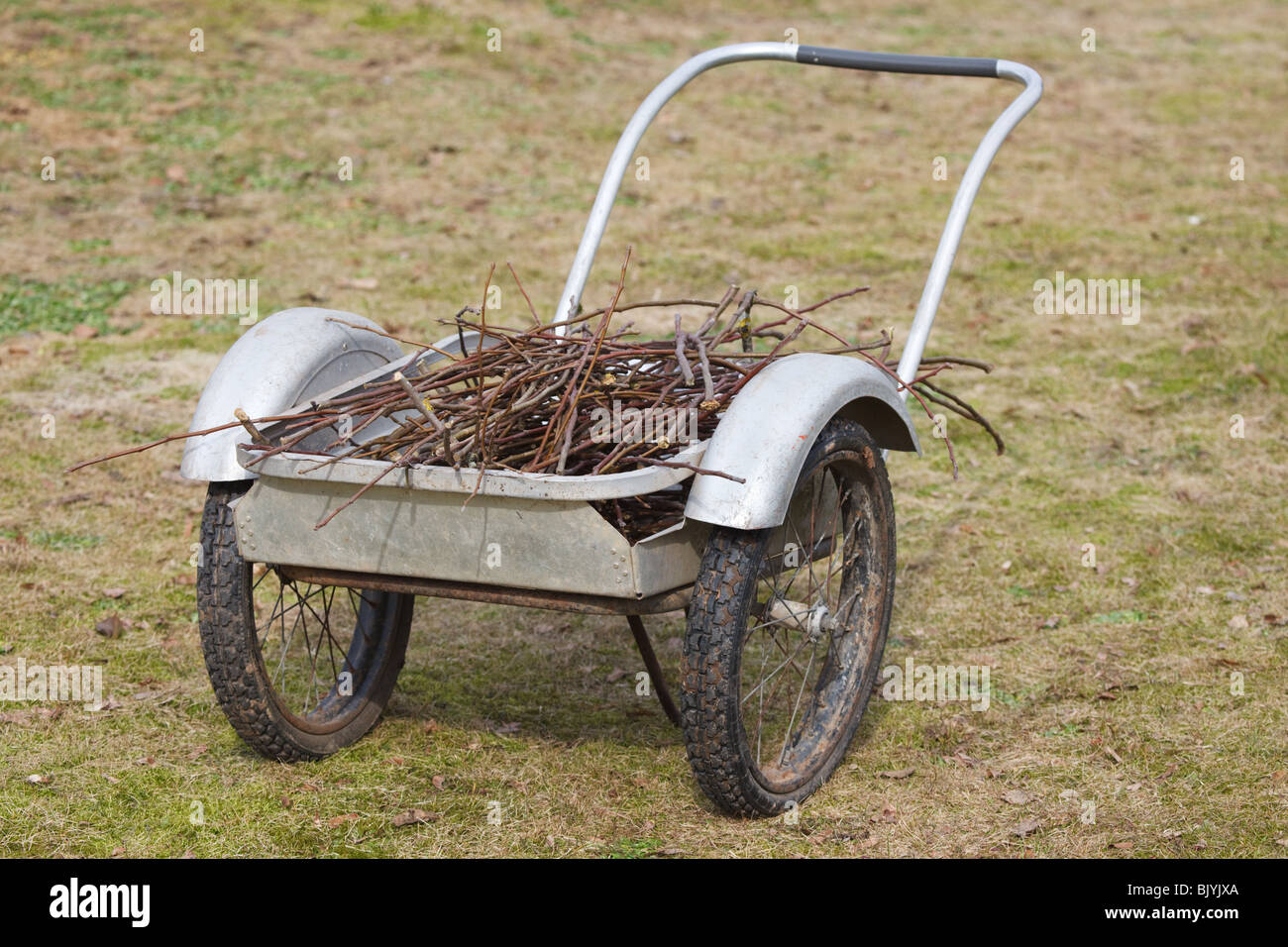 Garden barrow full of old leaves and branches Stock Photo - Alamy