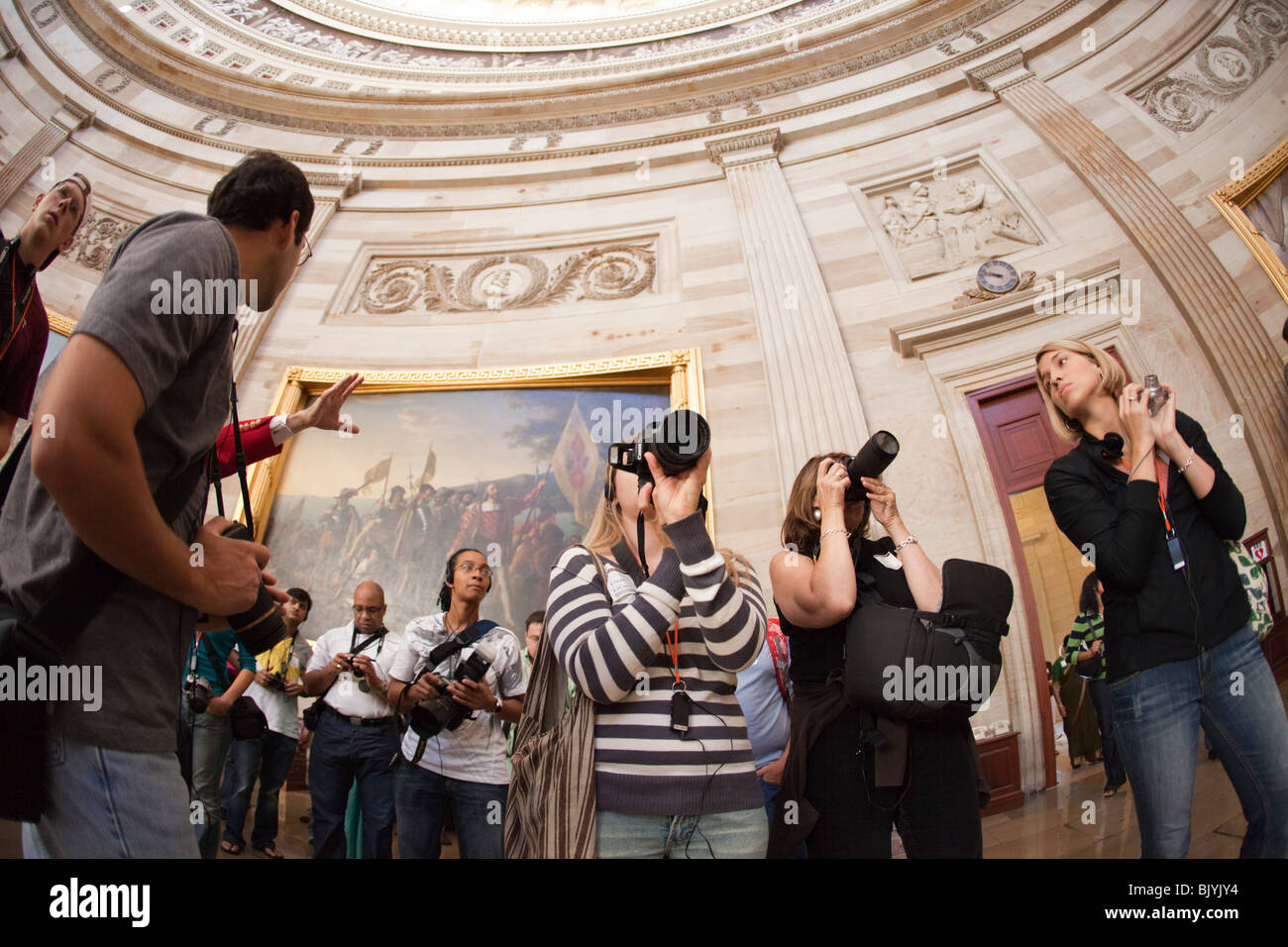 Visitors tour the rotunda of the U.S. Capitol in Washington, D.C Stock ...