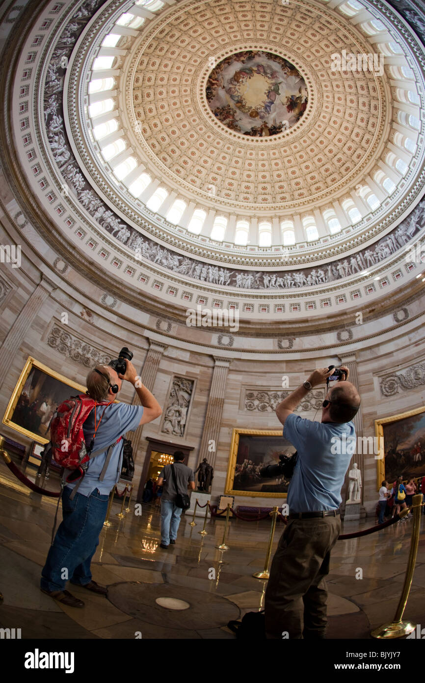 Visitors tour the rotunda of the U.S. Capitol in Washington, D.C Stock ...