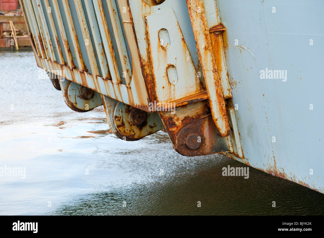 Rusting steel hinge pins on old ship Stock Photo - Alamy