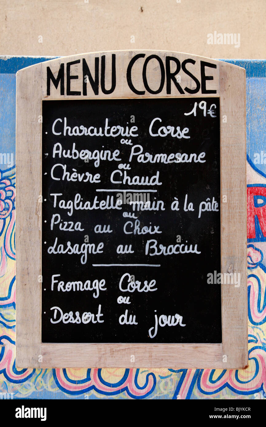 Corsica menu board Stock Photo - Alamy