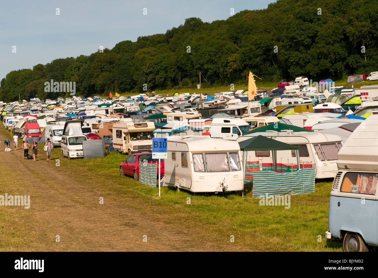 Caravans and Motorhomes at Music Festival camp site Stock Photo - Alamy