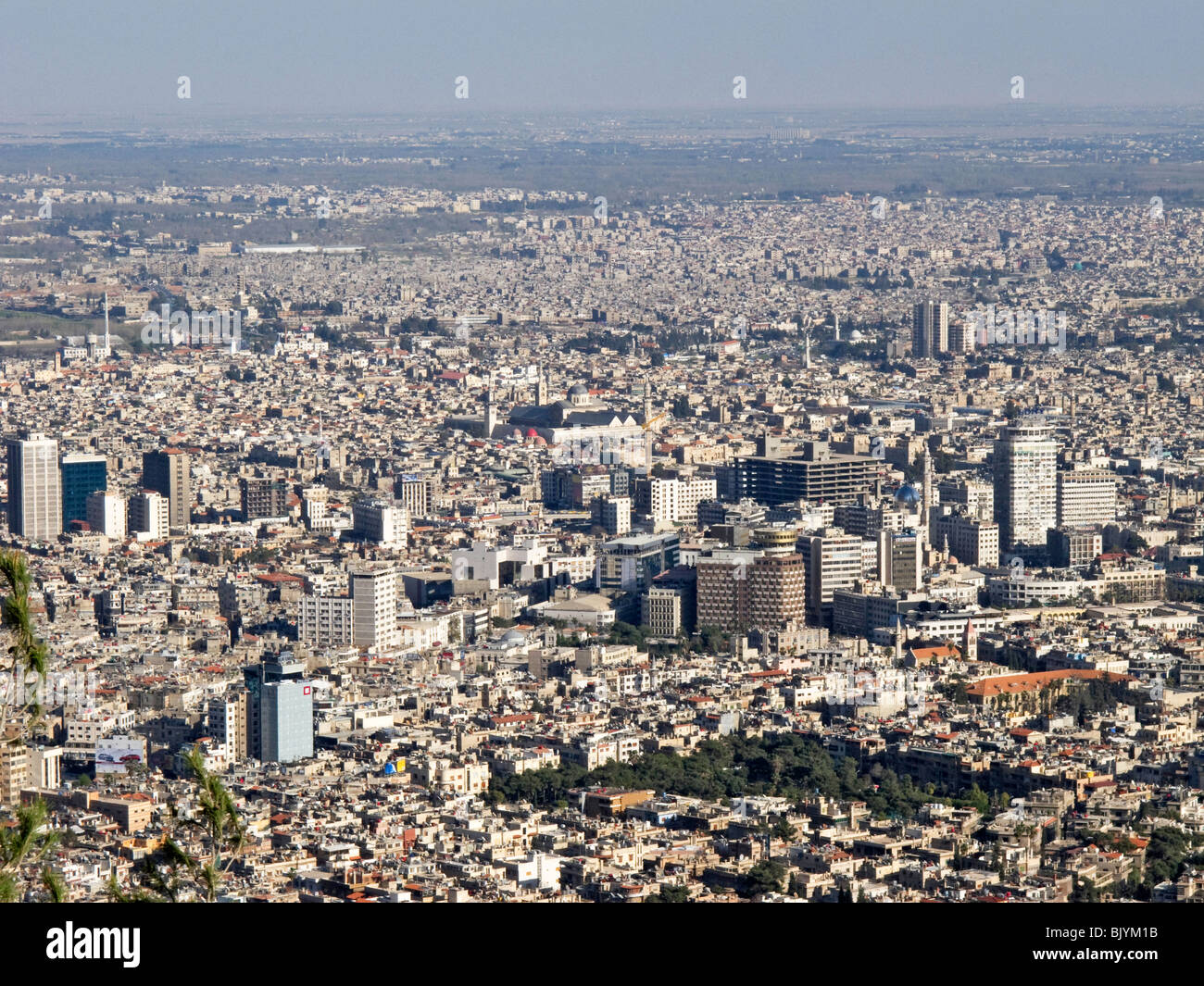 Damascus Syria the Great Umayyad mosque from Jebel Qassioun Stock Photo ...