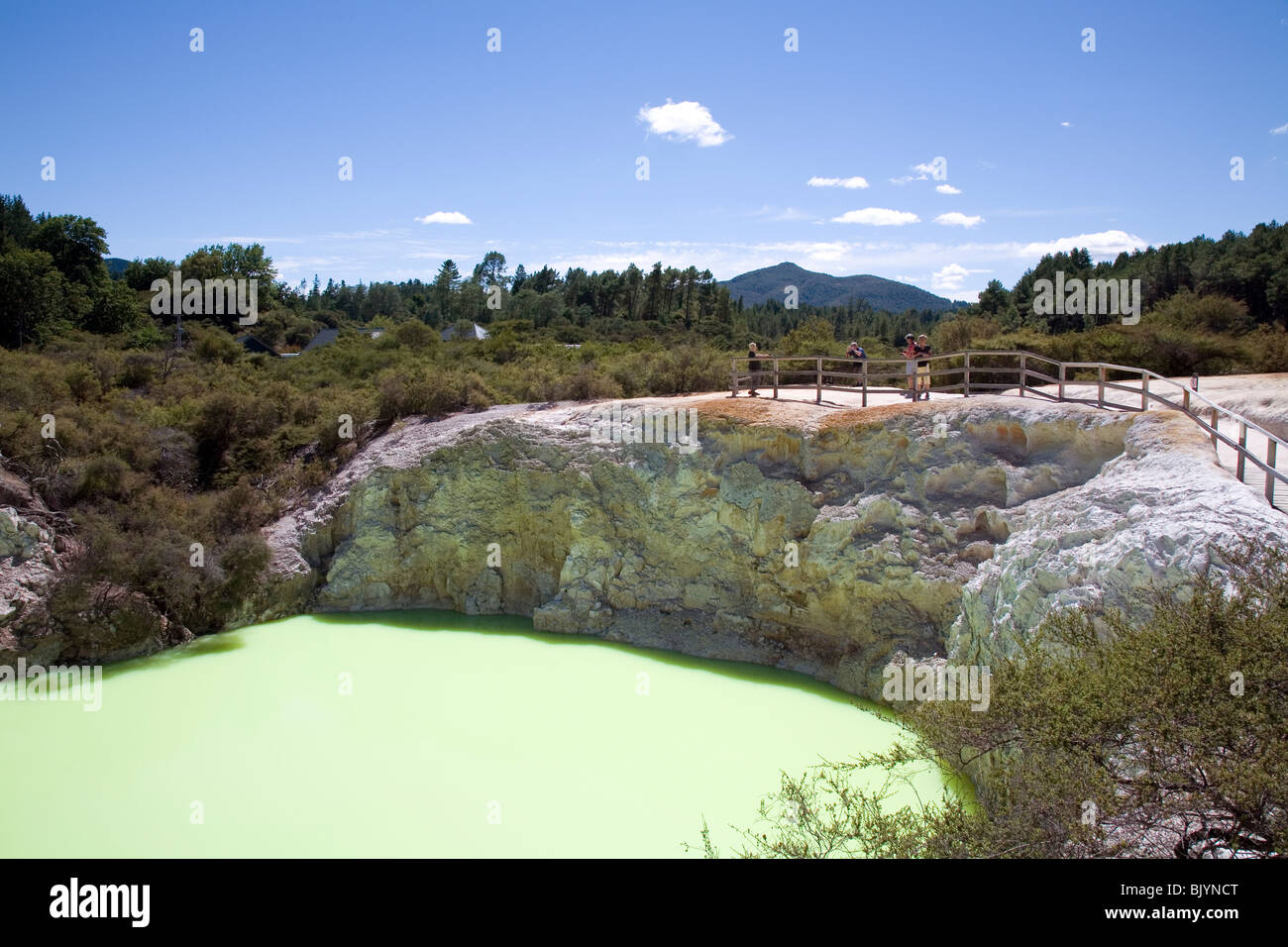 Devil's Bath is a ruggedly-edged crater filled with naturally colored ...