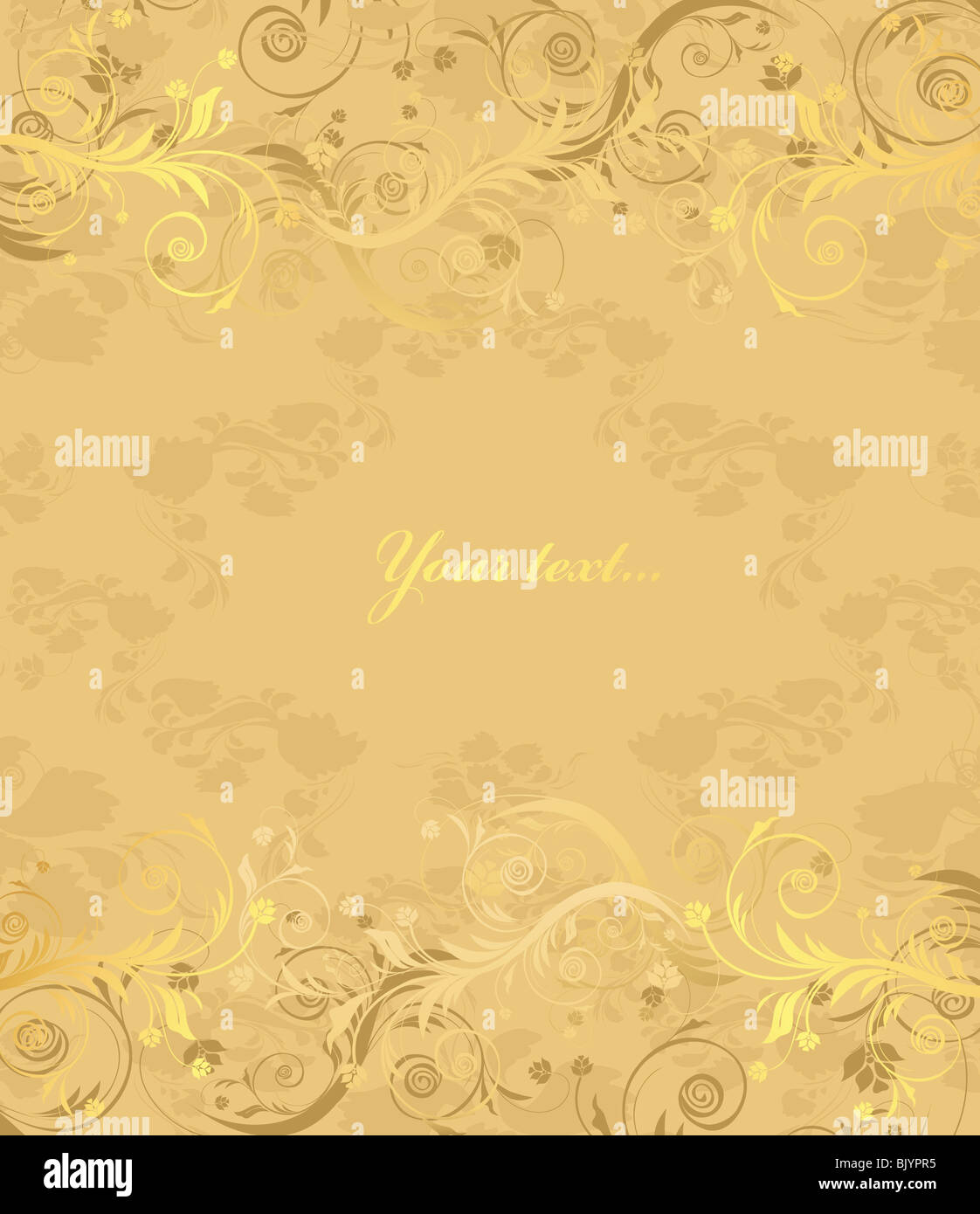 Gold floral background for text with pattern Stock Photo - Alamy