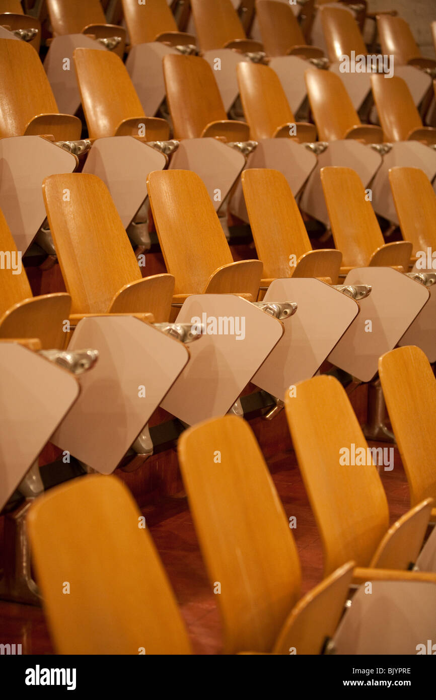 Wooden chairs in the lecture hall hi-res stock photography and images ...