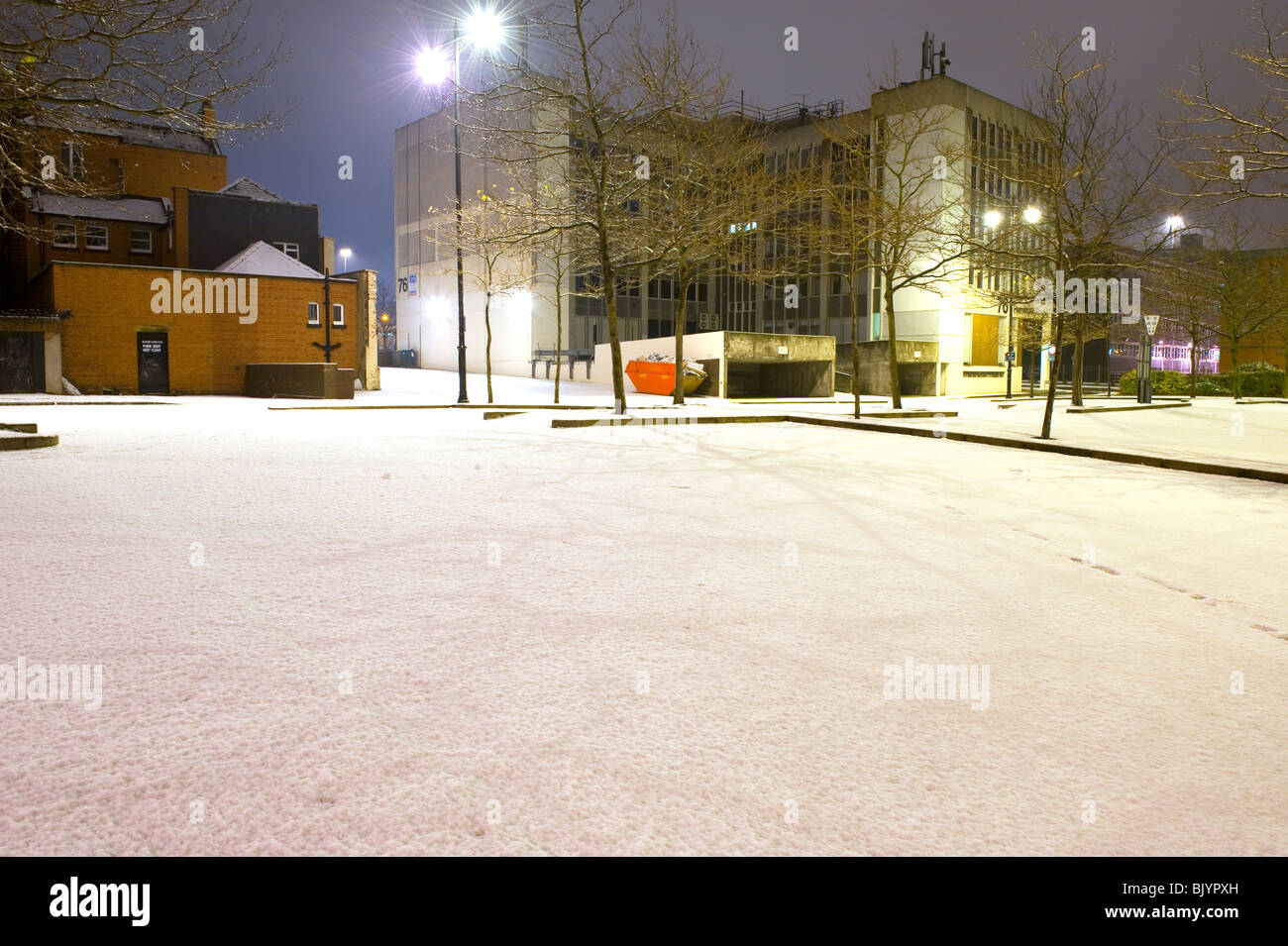 Parking Lot At Night Snow