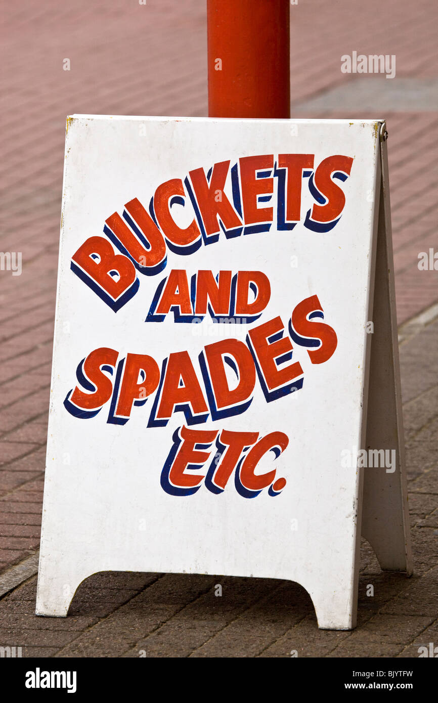 Buckets and Spades Sign Stock Photo - Alamy
