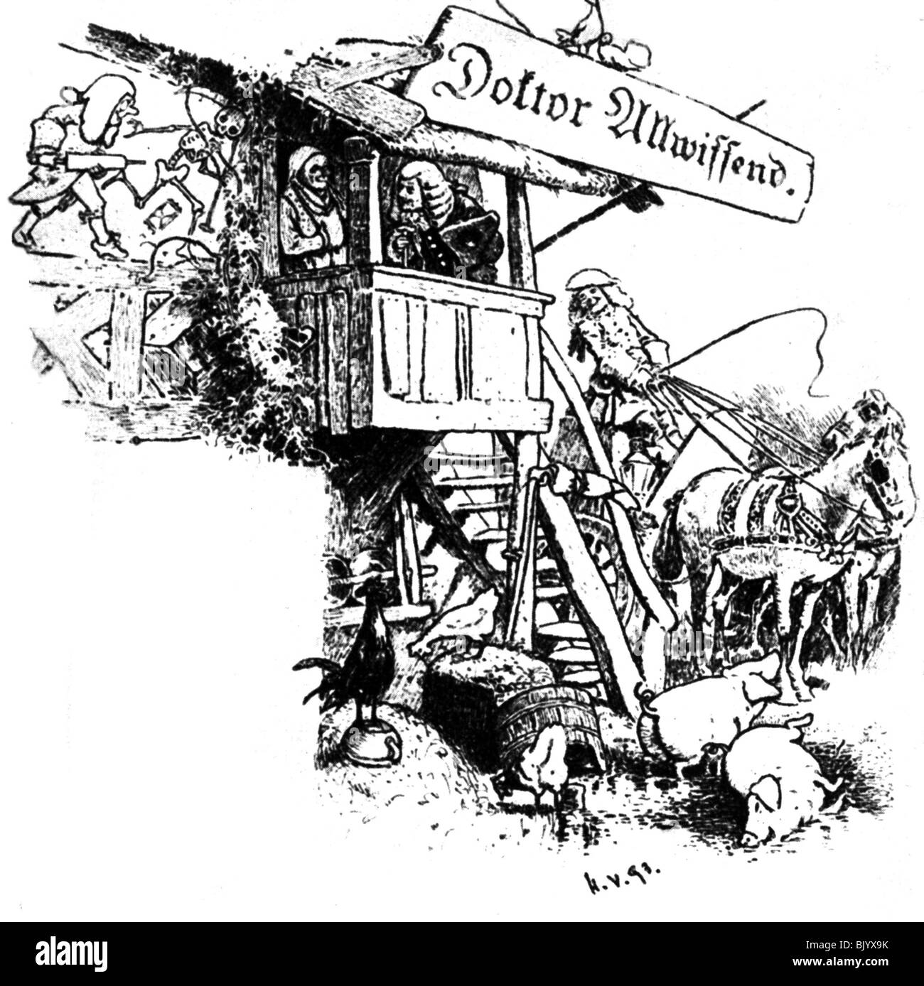 literature, fairy tale, "Doctor Know-All", Brothers Grimm, drawing by ...