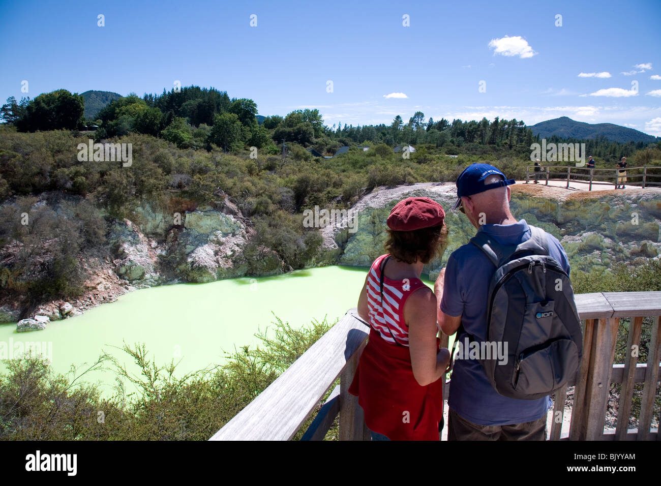 Devil's Bath is a ruggedly-edged crater filled with naturally colored ...