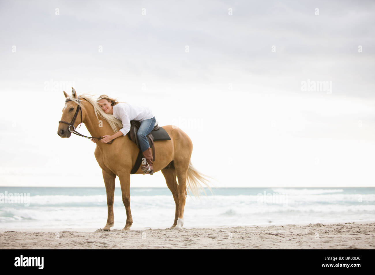 Blonde woman horse on beach hi-res stock photography and images - Alamy