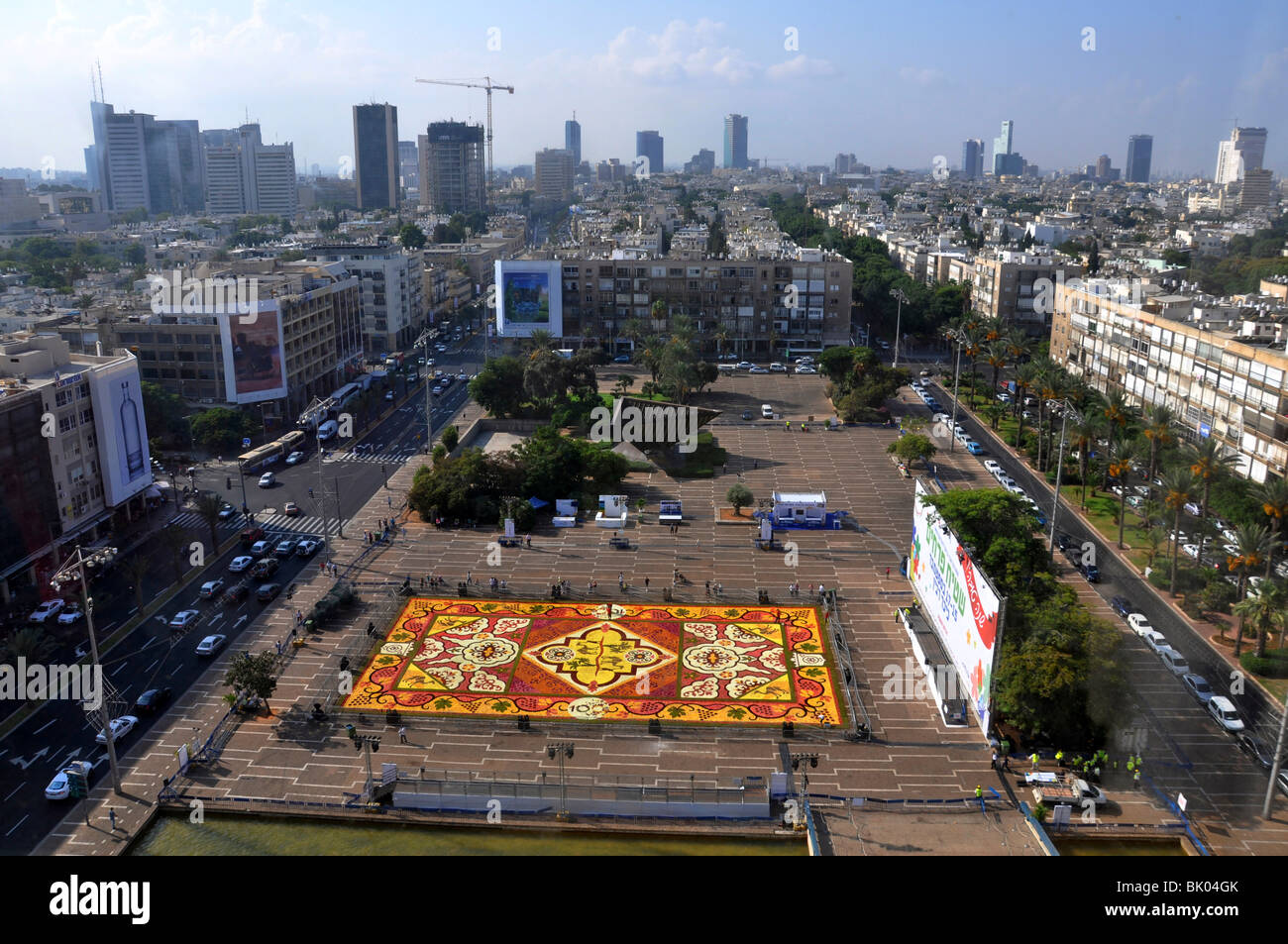 Israel, Tel Aviv, Rabin Square, Belgium Flower Carpet constructed for ...