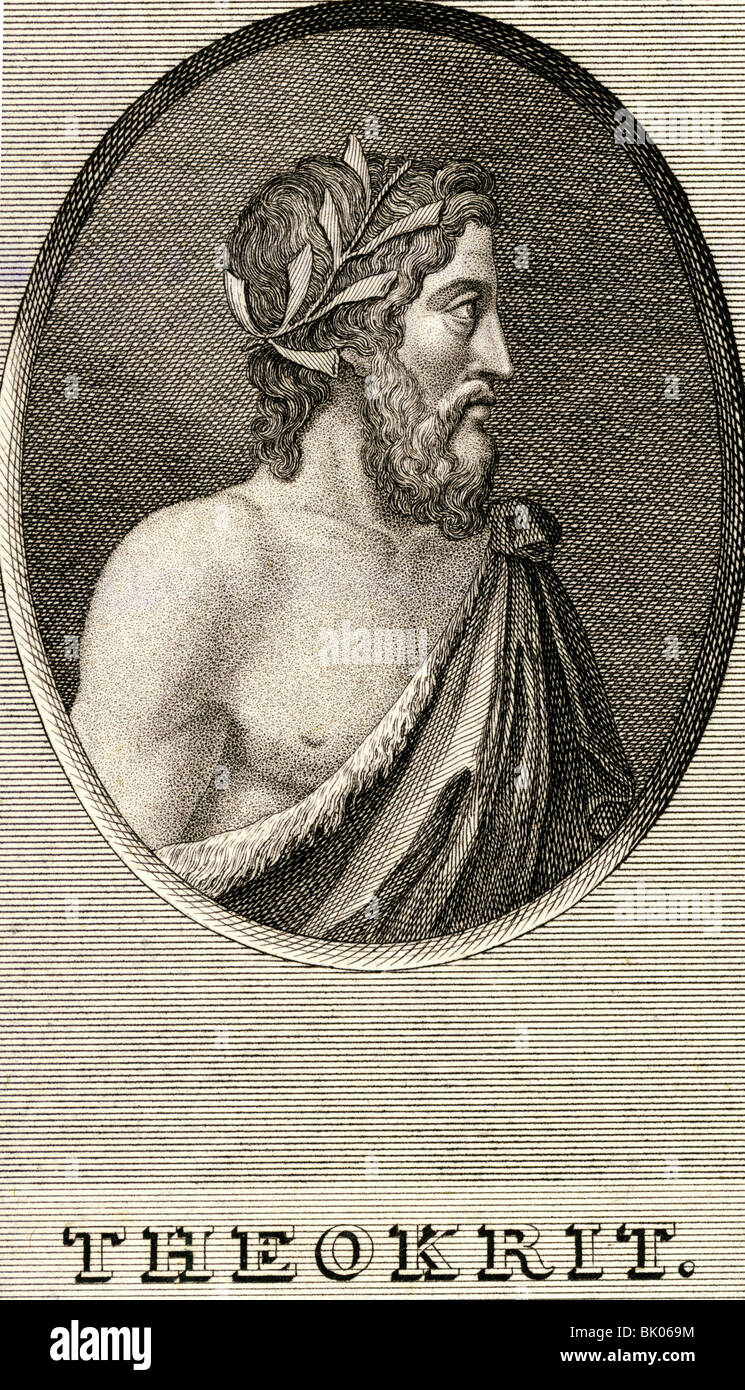 Theocritus, circa 270 BC, Greek author / writer, portrait, copper ...