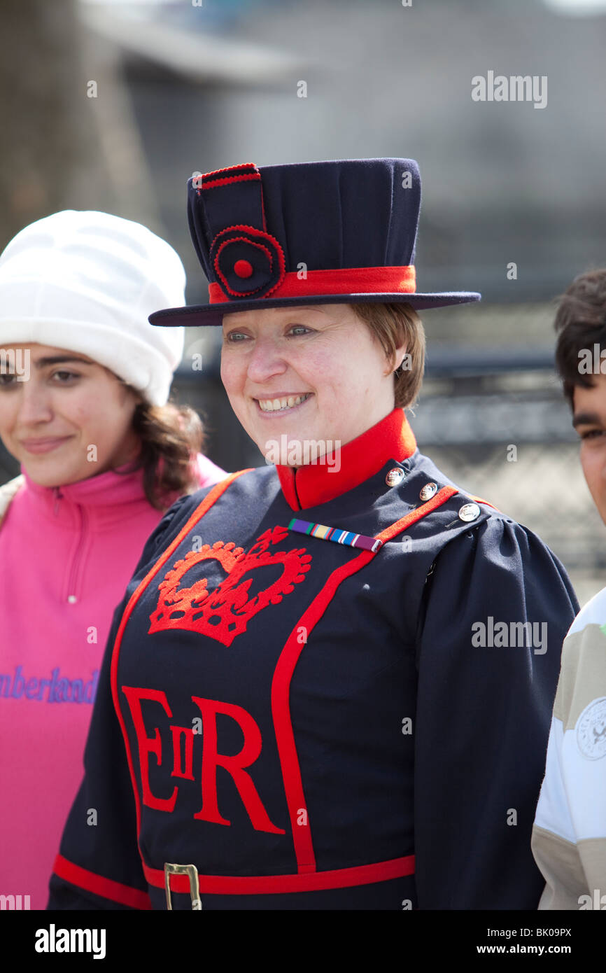 Moira Cameron. first female Beefeater, smiles as she poses with ...