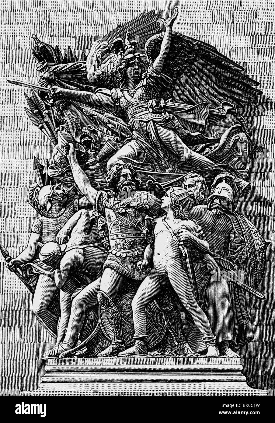 events, War of the First Coalition 1792 - 1797, allegory, "Departure of ...