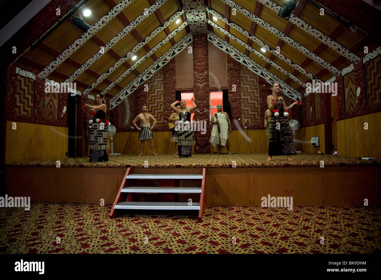 A traditional song dance concert and games inside Rotowhio Marae Te ...