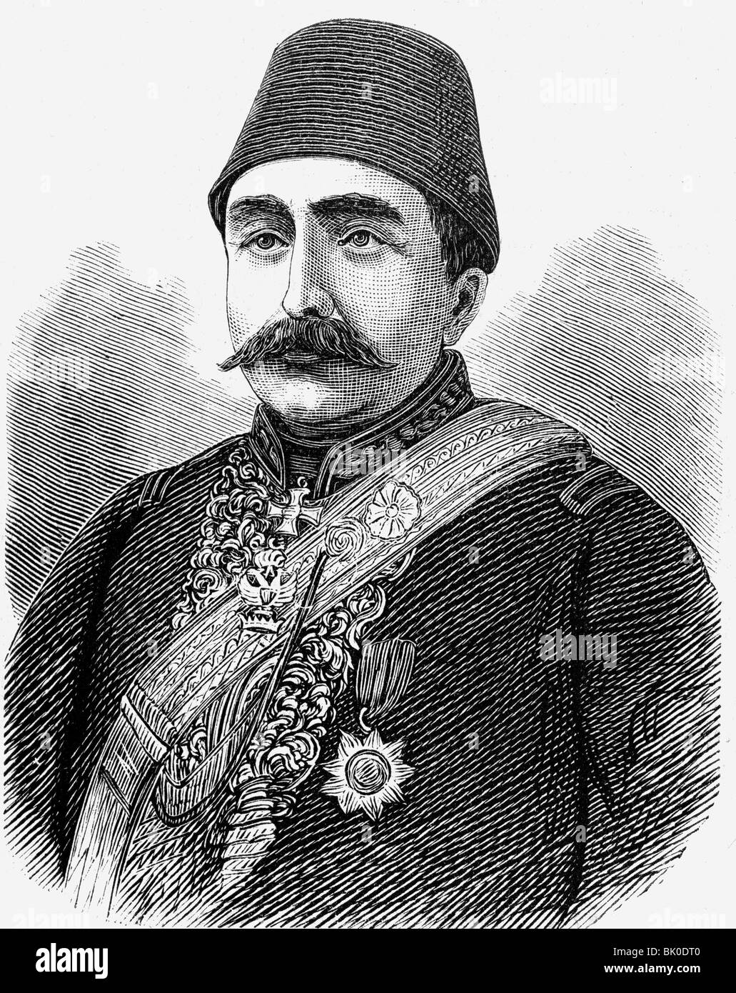 Hafiz Pasha, + circa 1840, Turkish general, portrait, wood engraving ...