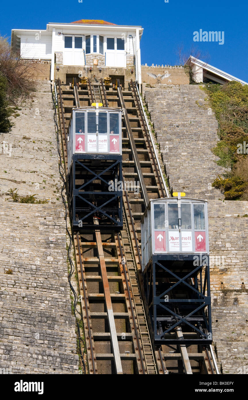 The funicular railway joining the Bournemouth Promenade with the cliff ...