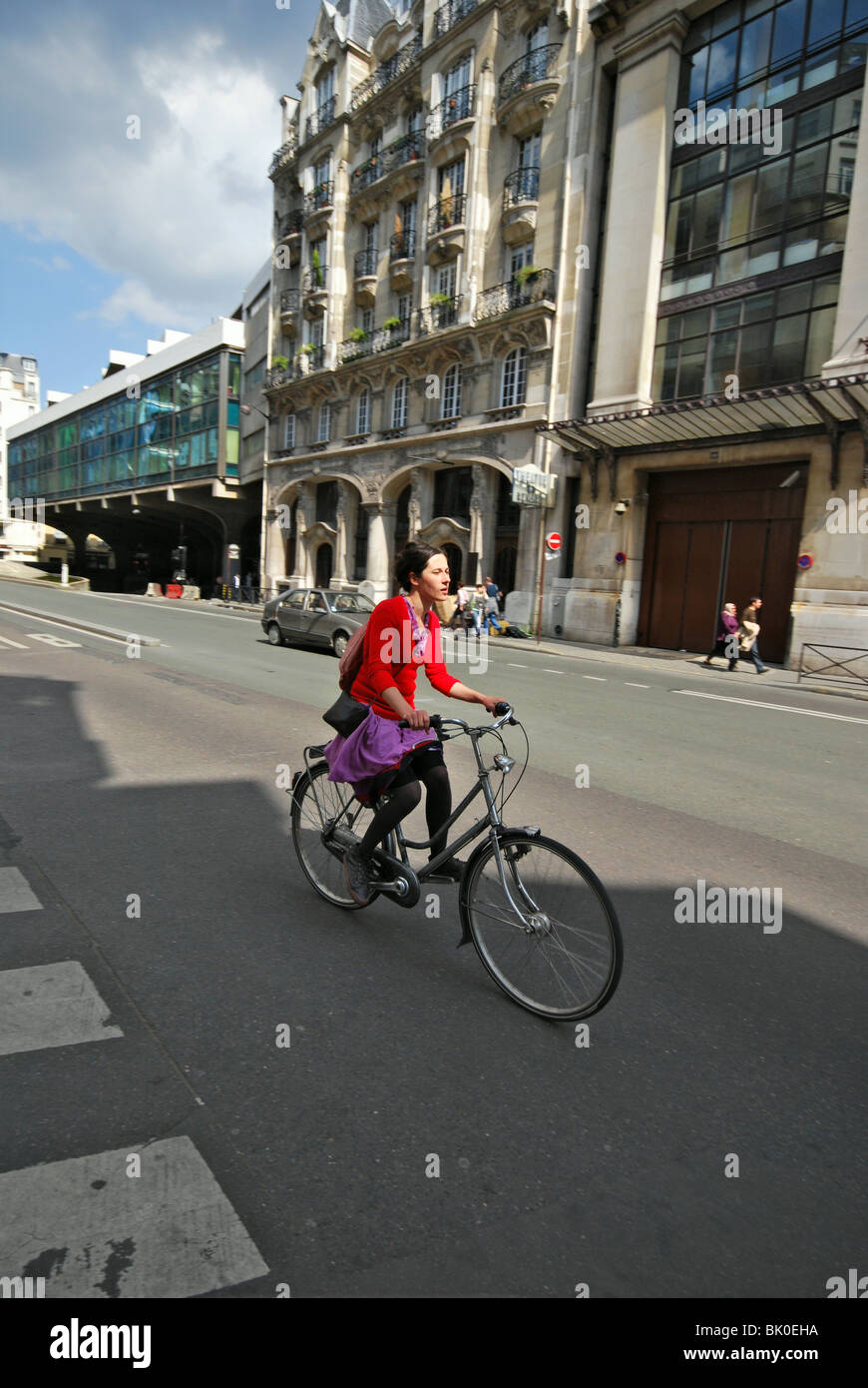 cyclist in town centre Paris France Stock Photo - Alamy