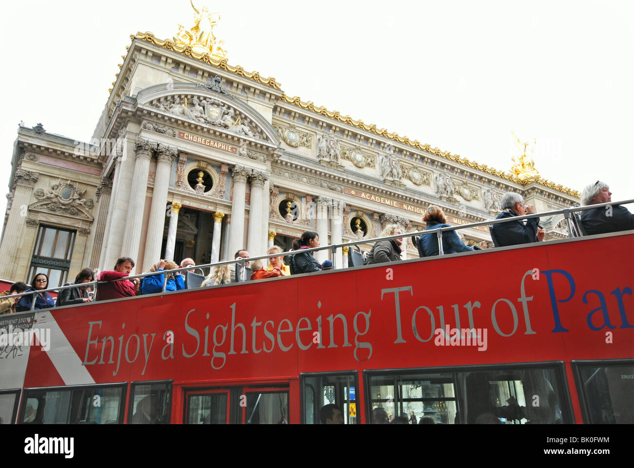 Open air sight seeing bus parked at Opera Paris France Stock Photo - Alamy