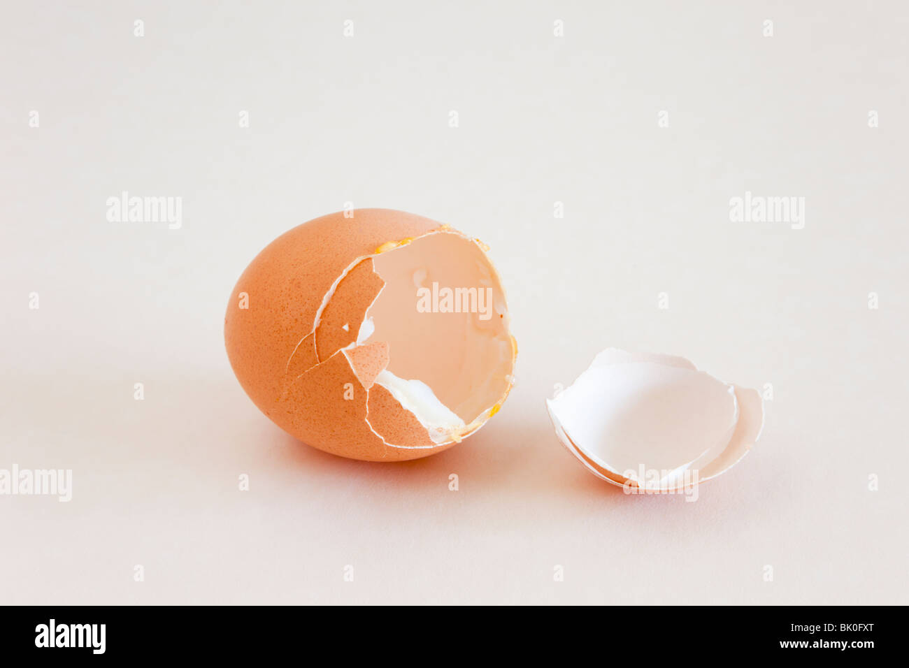 Broken empty egg shell on a white background Stock Photo - Alamy