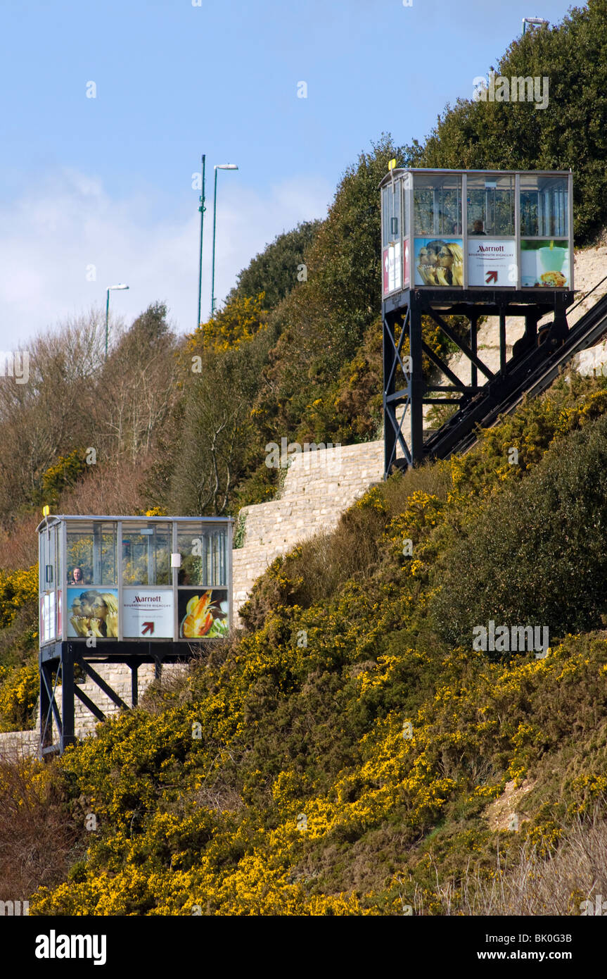 The funicular railway joining the Bournemouth Promenade with the cliff ...