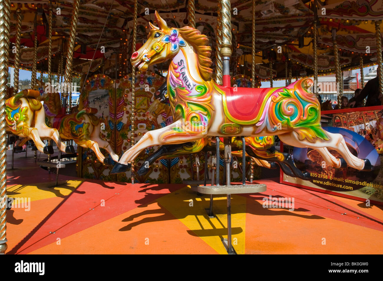 Details of a traditional carousel in Bournemouth, UK Stock Photo - Alamy