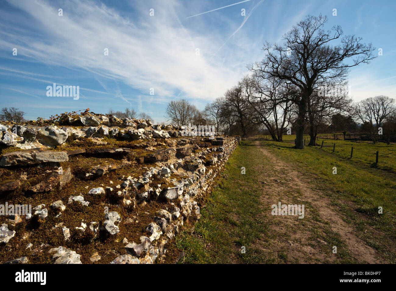 The remaining 2.8Km stone defensive walls of Calleva Atrebatum Roman ...