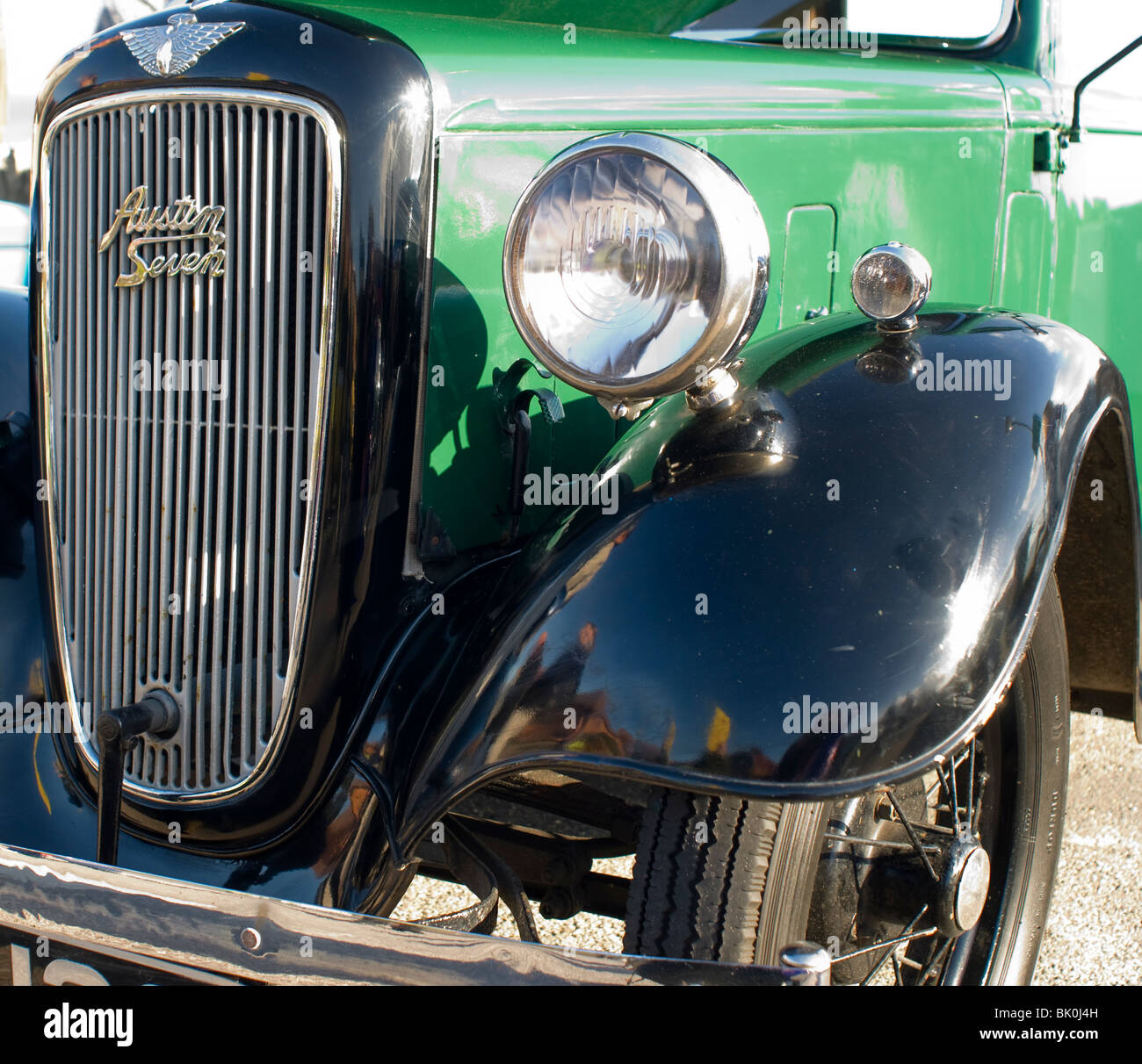Detail of the front of an Austin 7 in the sunshine Stock Photo - Alamy