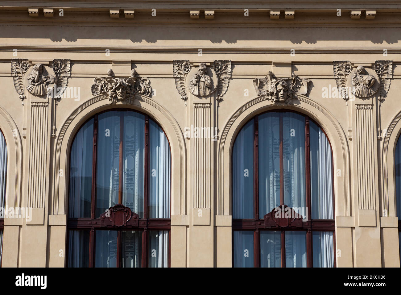 detail of balcony and window on facade, Municipal House, Obecní dům ...