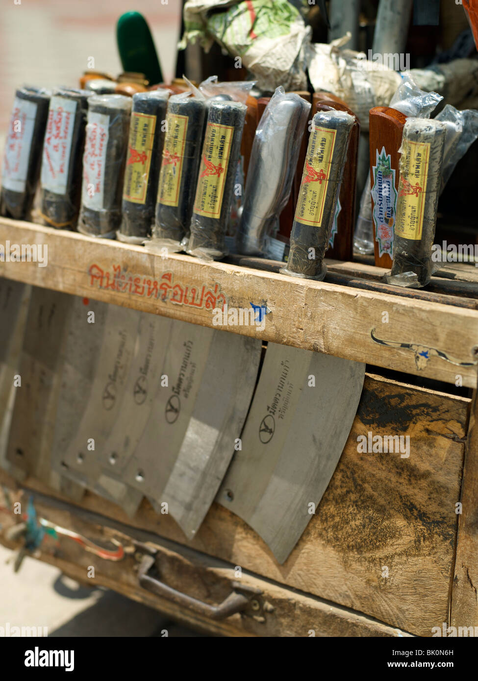 Knife seller cart Stock Photo - Alamy