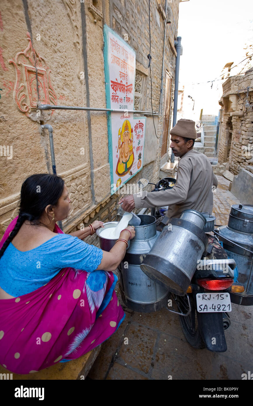 Milk man delivery. Jaisalmer. Rajasthan. India Stock Photo - Alamy