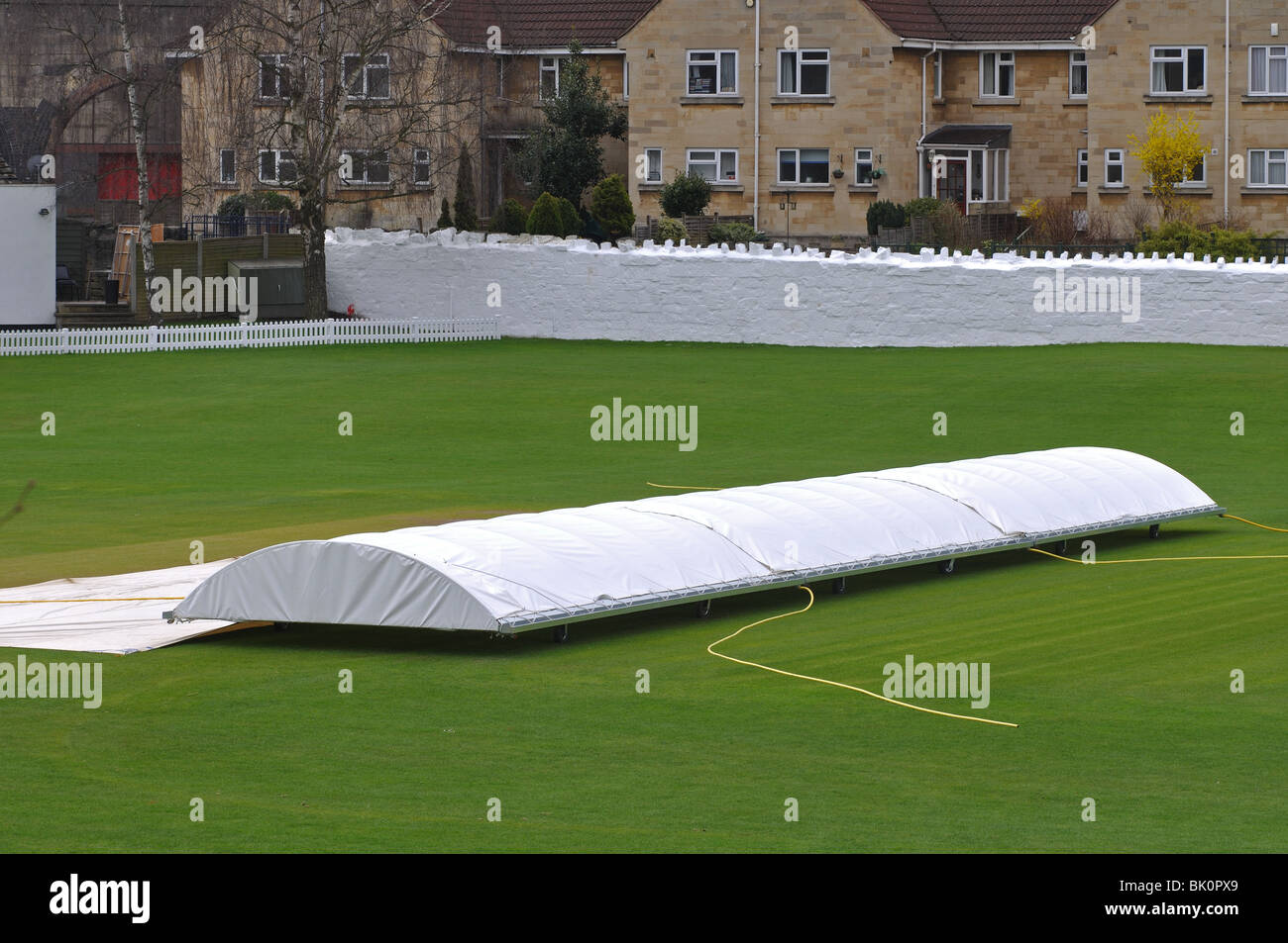 Bath Cricket Club pitch and covers, Bath, Somerset, England, UK Stock ...