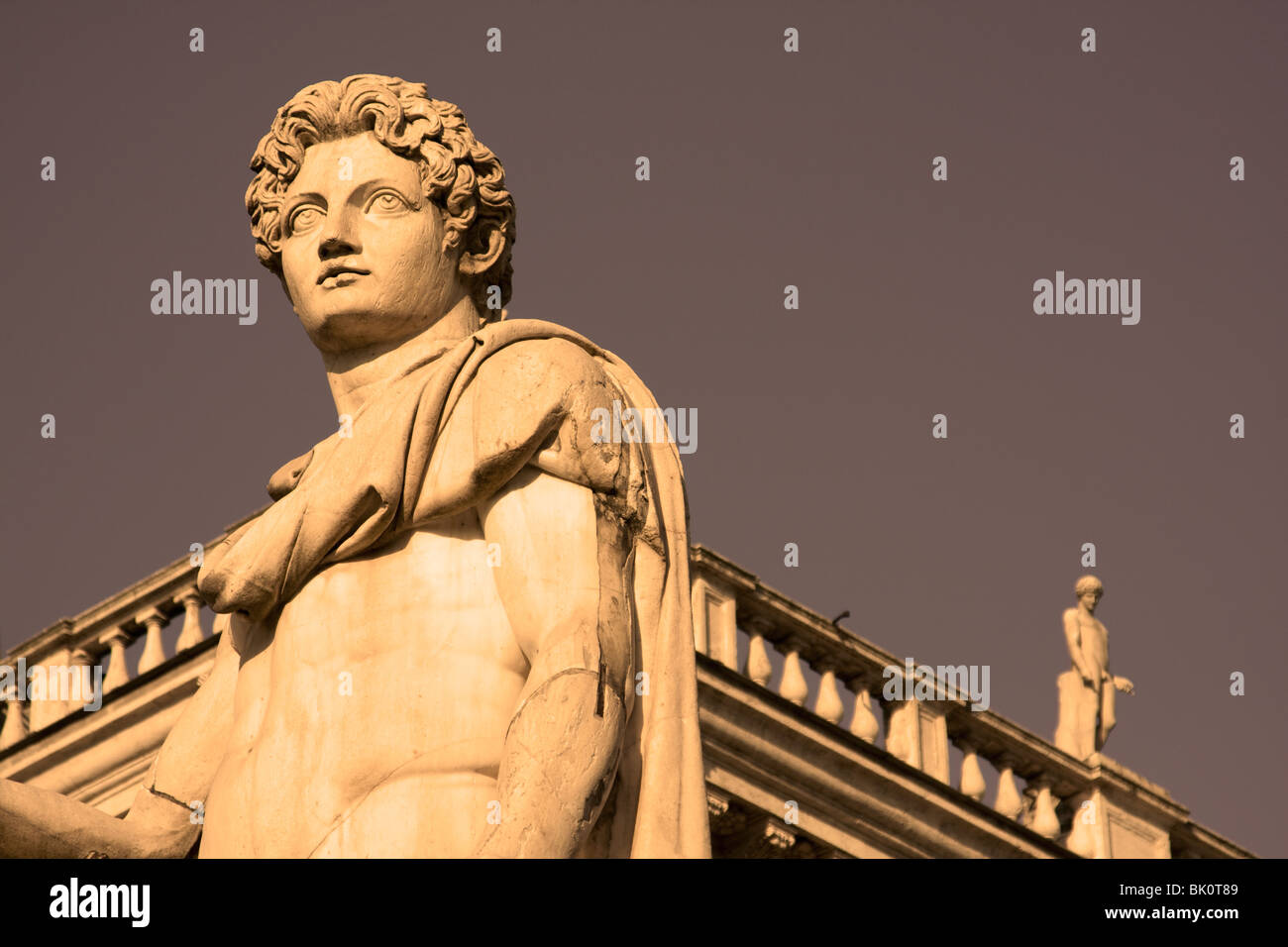 Marble statue (Dioscuri: Castore e Polluce) at Piazza del Campidoglio ...