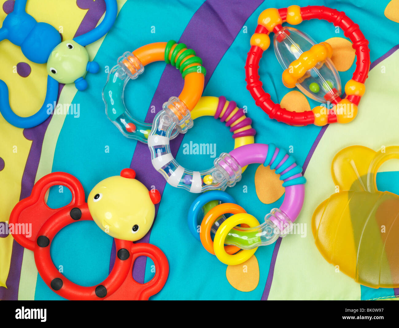 Colorful baby toys isolated on white background Stock Photo - Alamy