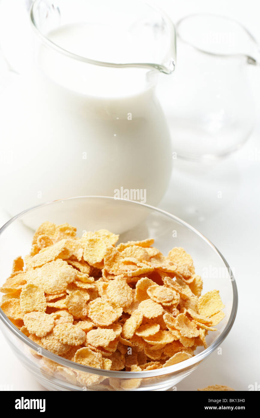 Breakfast with corn-flakes Stock Photo - Alamy