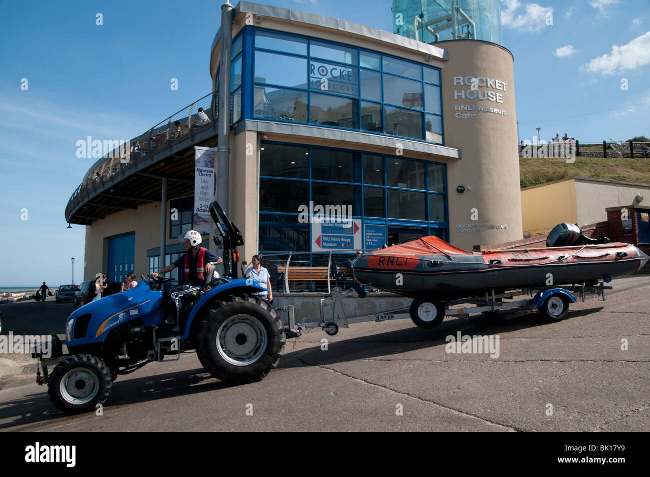 RNLI inflatable lifeboat being launched at Cromer Norfolk East Anglia ...
