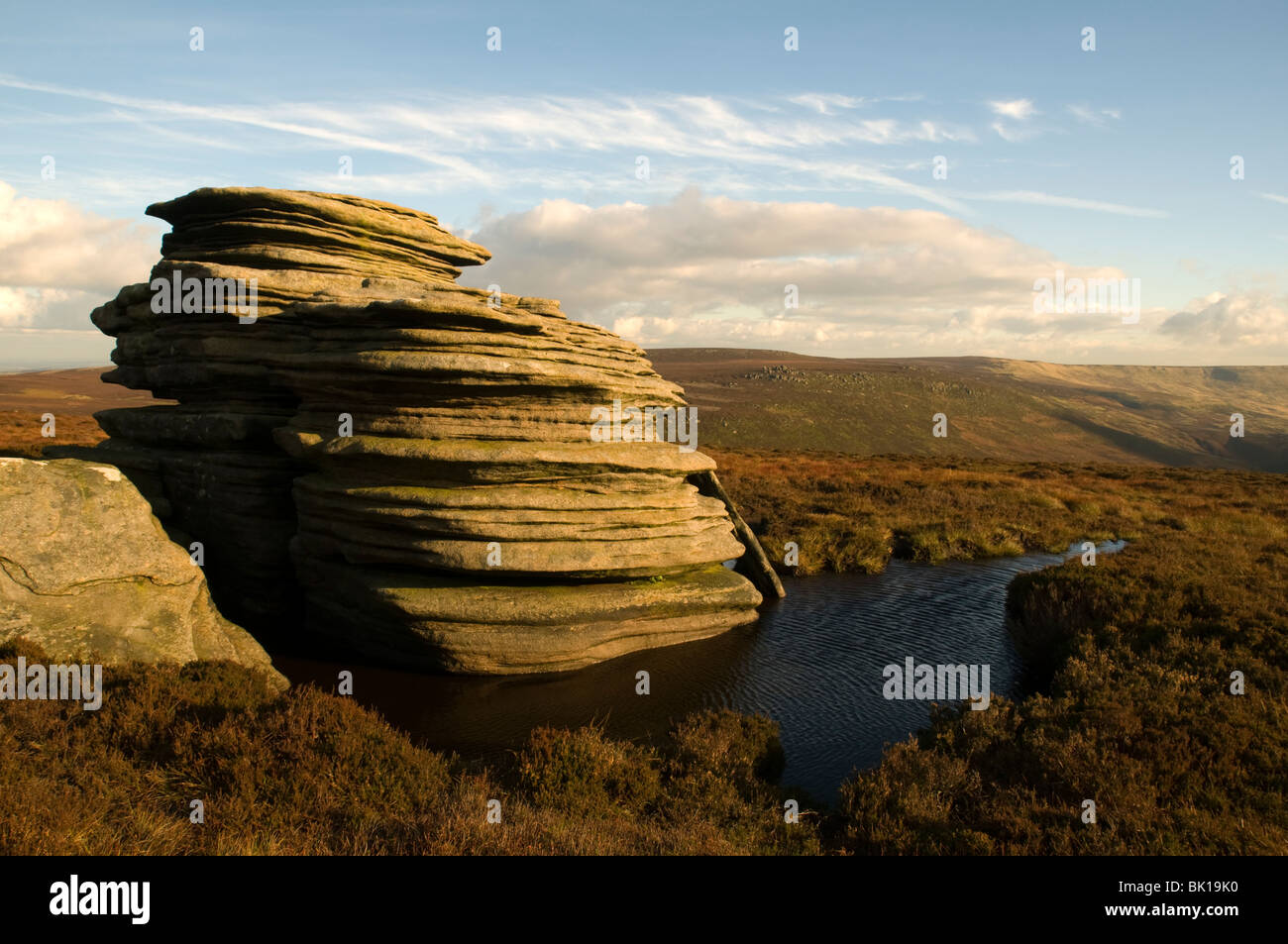 Wind sculpted Millstone Grit rocks at the Horse Stones, Howden Moors ...