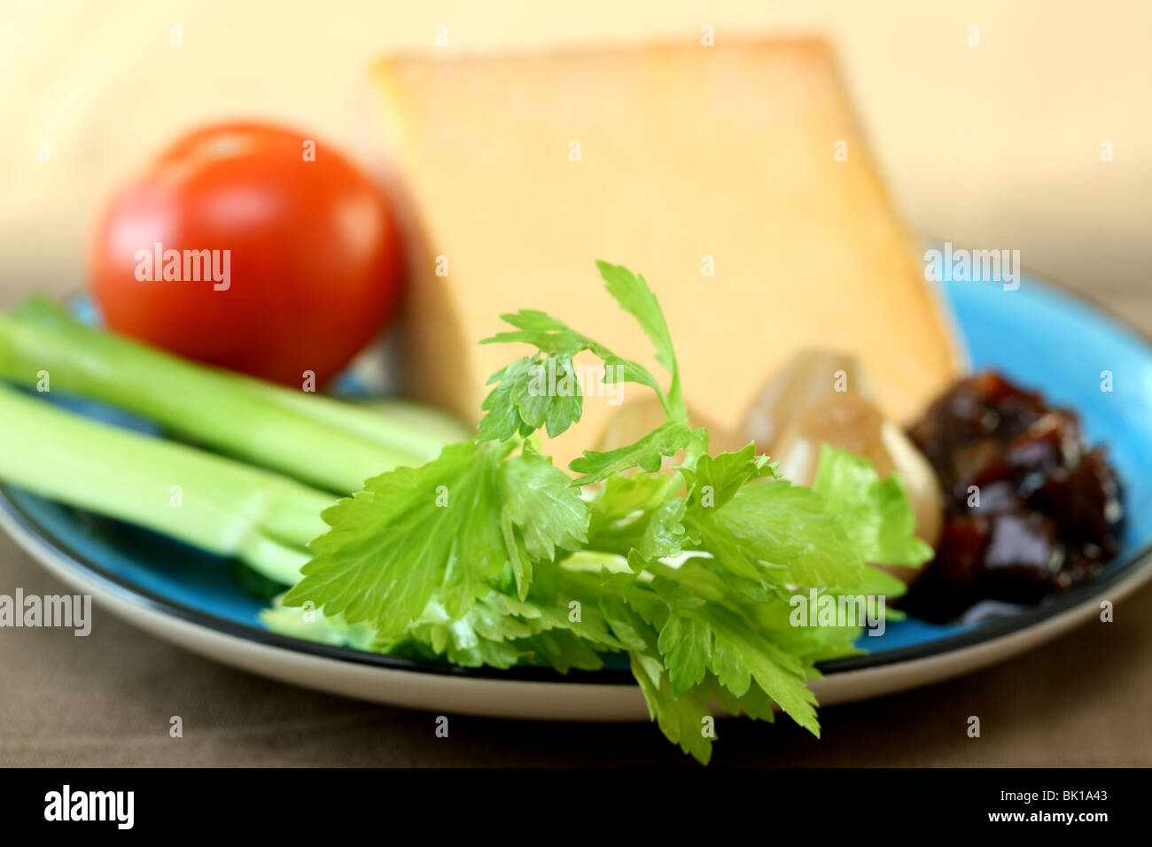 Cheshire Cheese Ploughmans Lunch Plate Stock Photo - Alamy